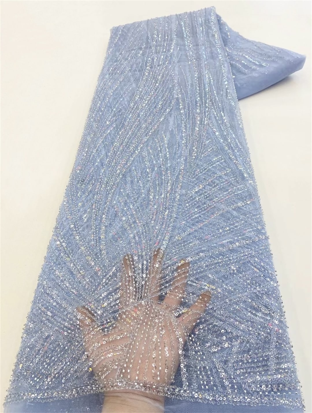 Luxurious Beaded Tulle Fabric, Sequined Tulle Mesh, DIY Clothing Fabric ...