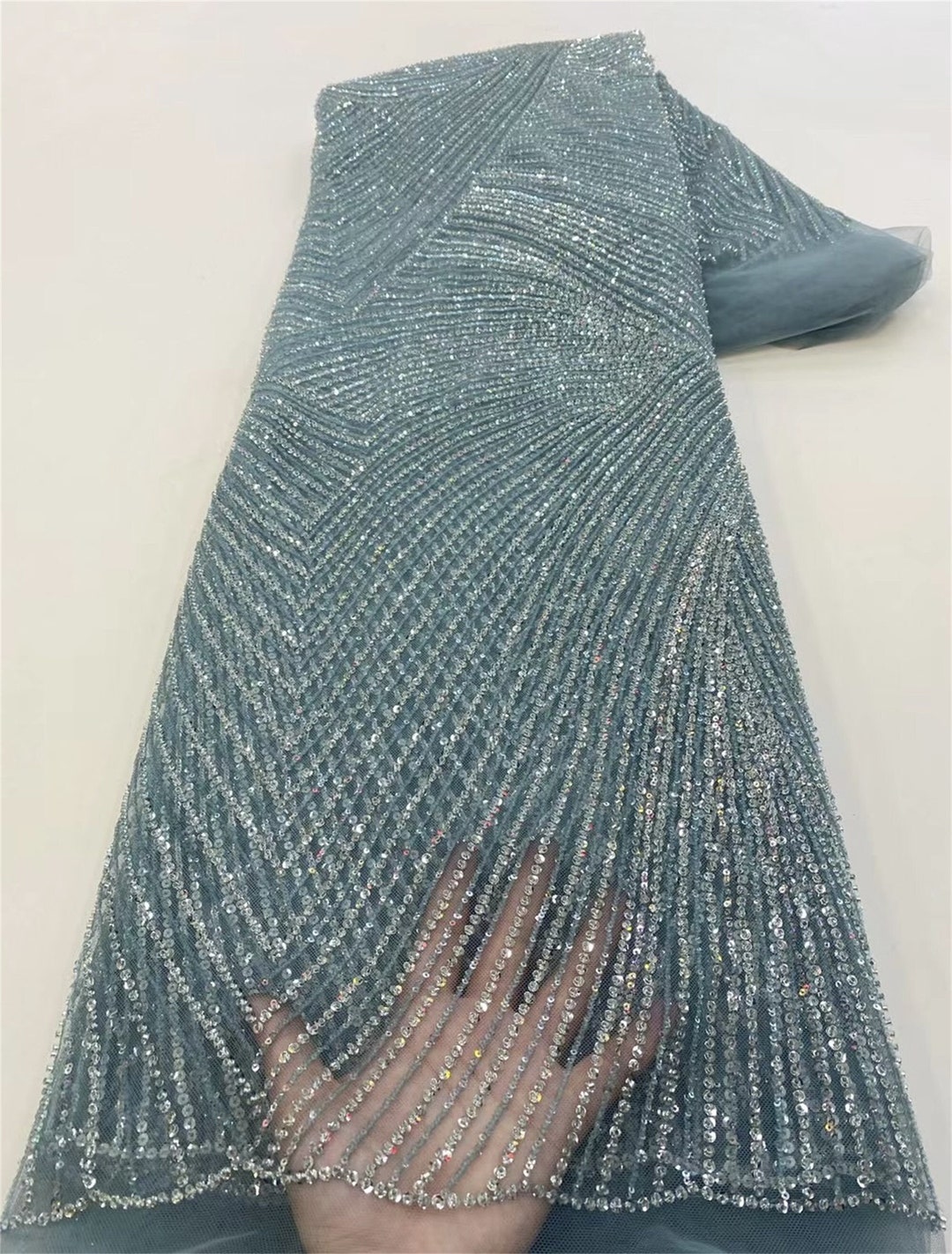 Wedding Sequin Tulle Fabric, Beaded Tulle Fabric, Dress Fabric ...