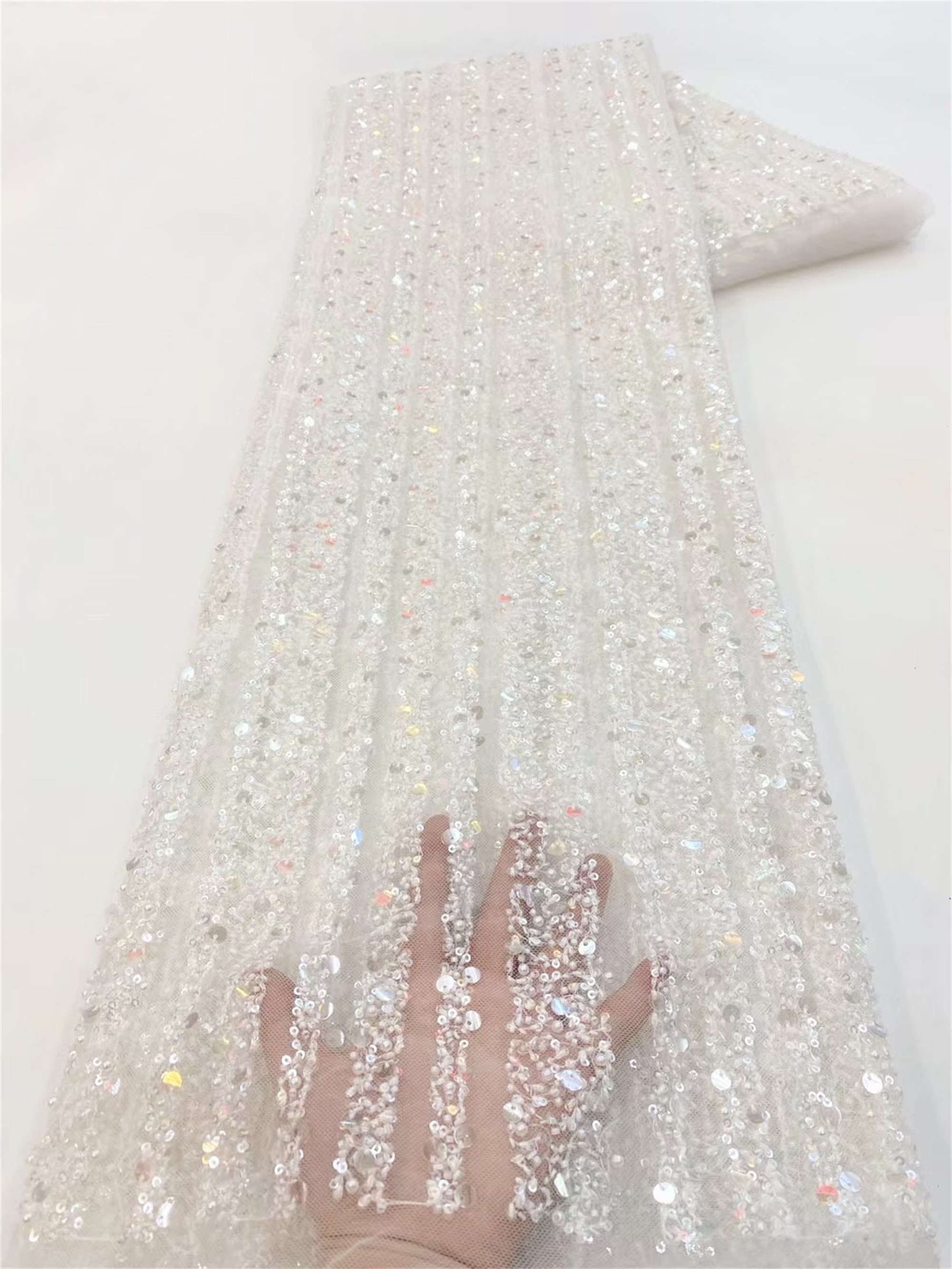 1 Yard Sequined Lines Tulle Fabric,gorgeous Beaded Lace Fabric,for Tutu ...