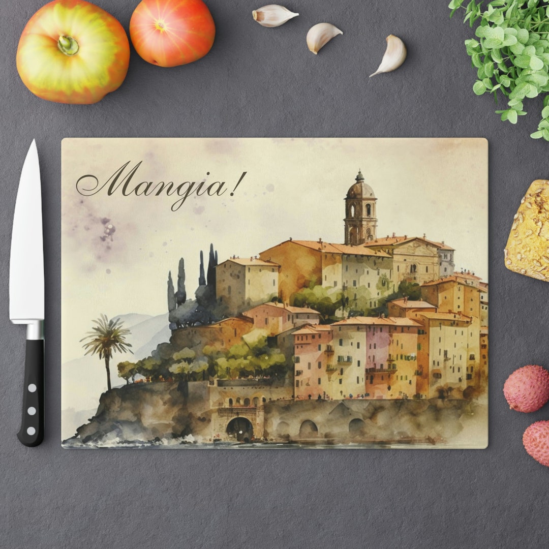 Mangia Cutting Board, Italian Landscape Cutting Board, Italian Kitchen ...
