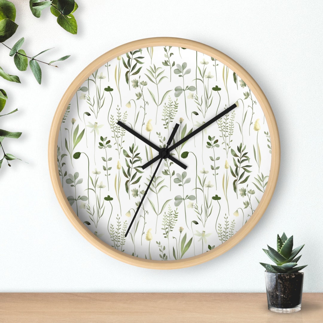 Wall Clock Wildflower Clock Silent Wall Clock Unique Clock - Etsy