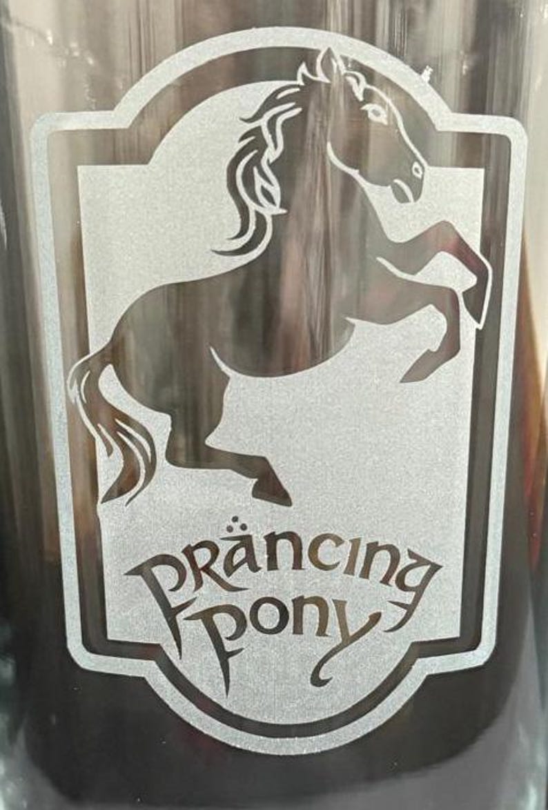 Prancing Pony - Pub Sign - Lord of the Rings - Engraved Pint Glass ...
