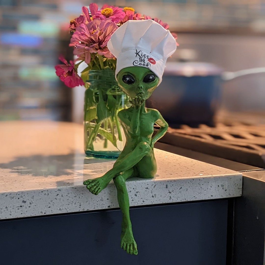 Alien Invasion kiss the Cook Female Alien Statue With Chefs Hat 10 H ...