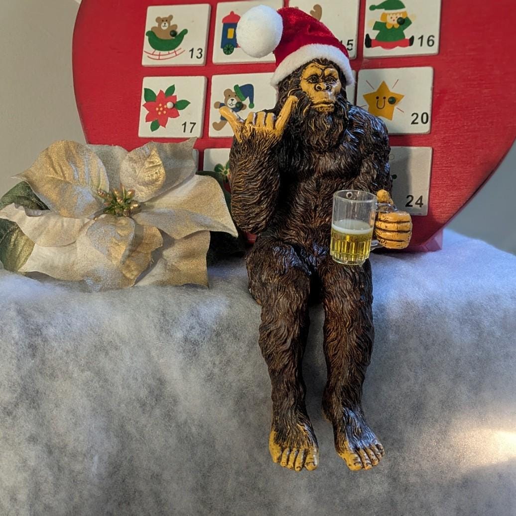 Christmas Party Bigfoot Male Hang Loose Beer Drinking Decorative ...