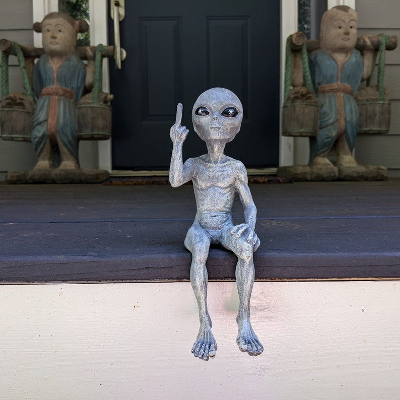 Rude Alien Statue flipping the Bird 10 H Shelf Sitter - Etsy