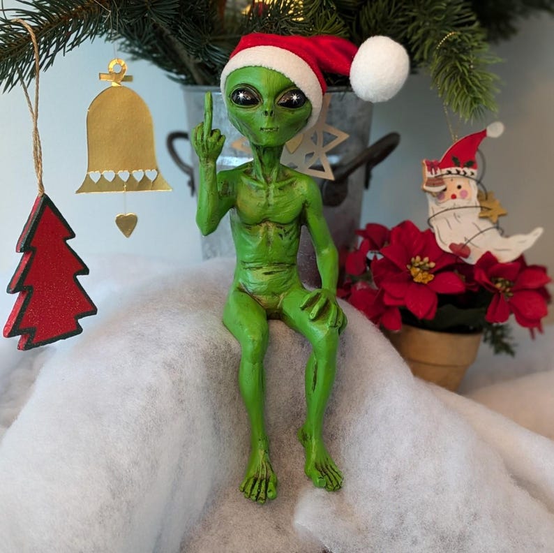 Scrooge Mcalien Rude Christmas Alien Statue “flipping the Bird” 10″ H ...