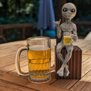 Alien Invasion “party Alien” Male Hang Loose Beer Drinking Ledge ...