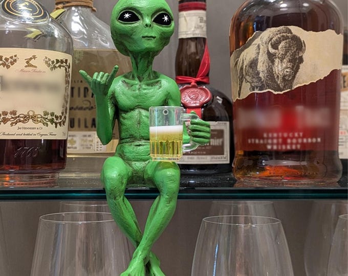 Alien Invasion party Alien Male Hang Loose Beer Drinking Ledge Lounger ...
