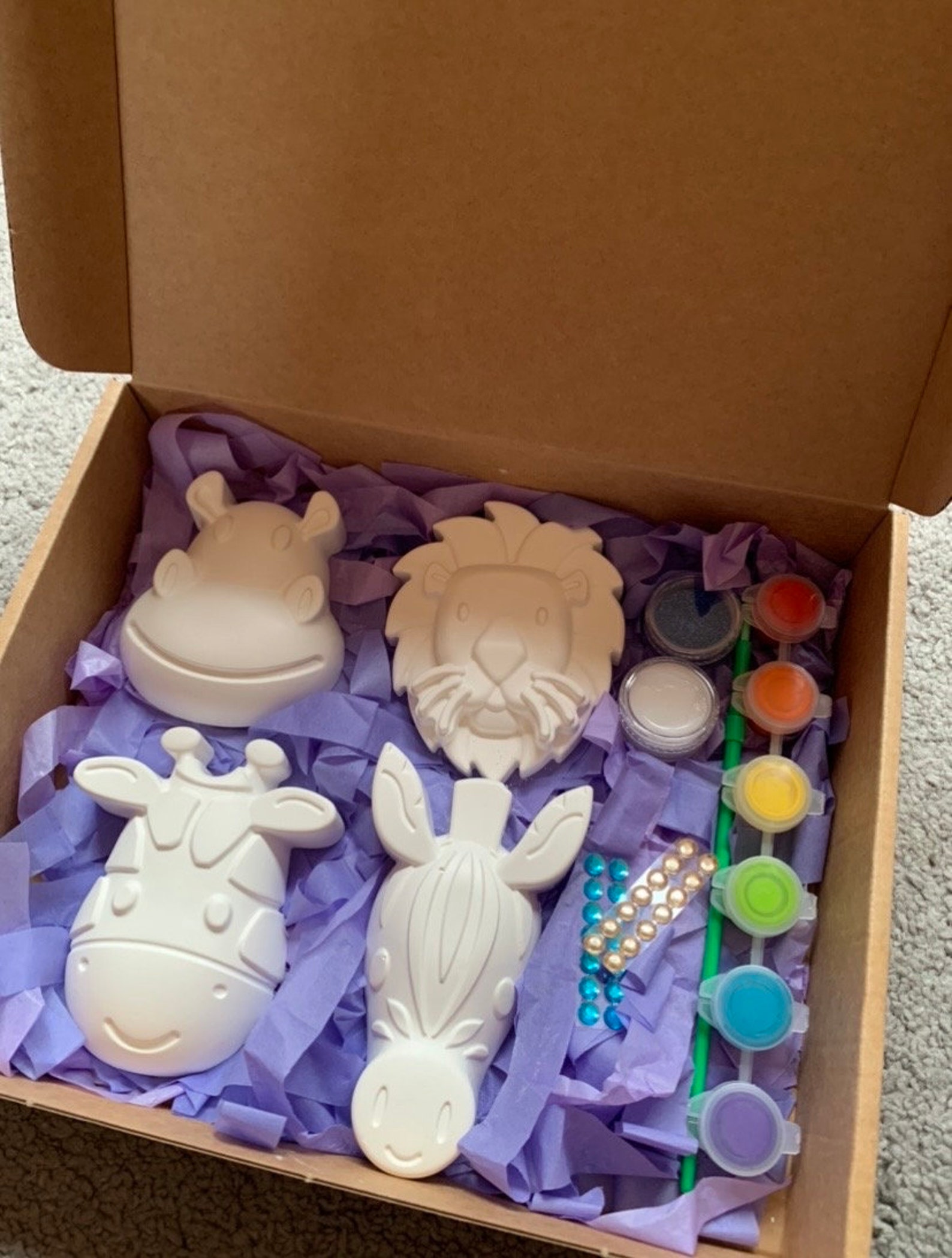 Safari Animals Craft Kit-gift Set Party Favours-paint Set-kids - Etsy