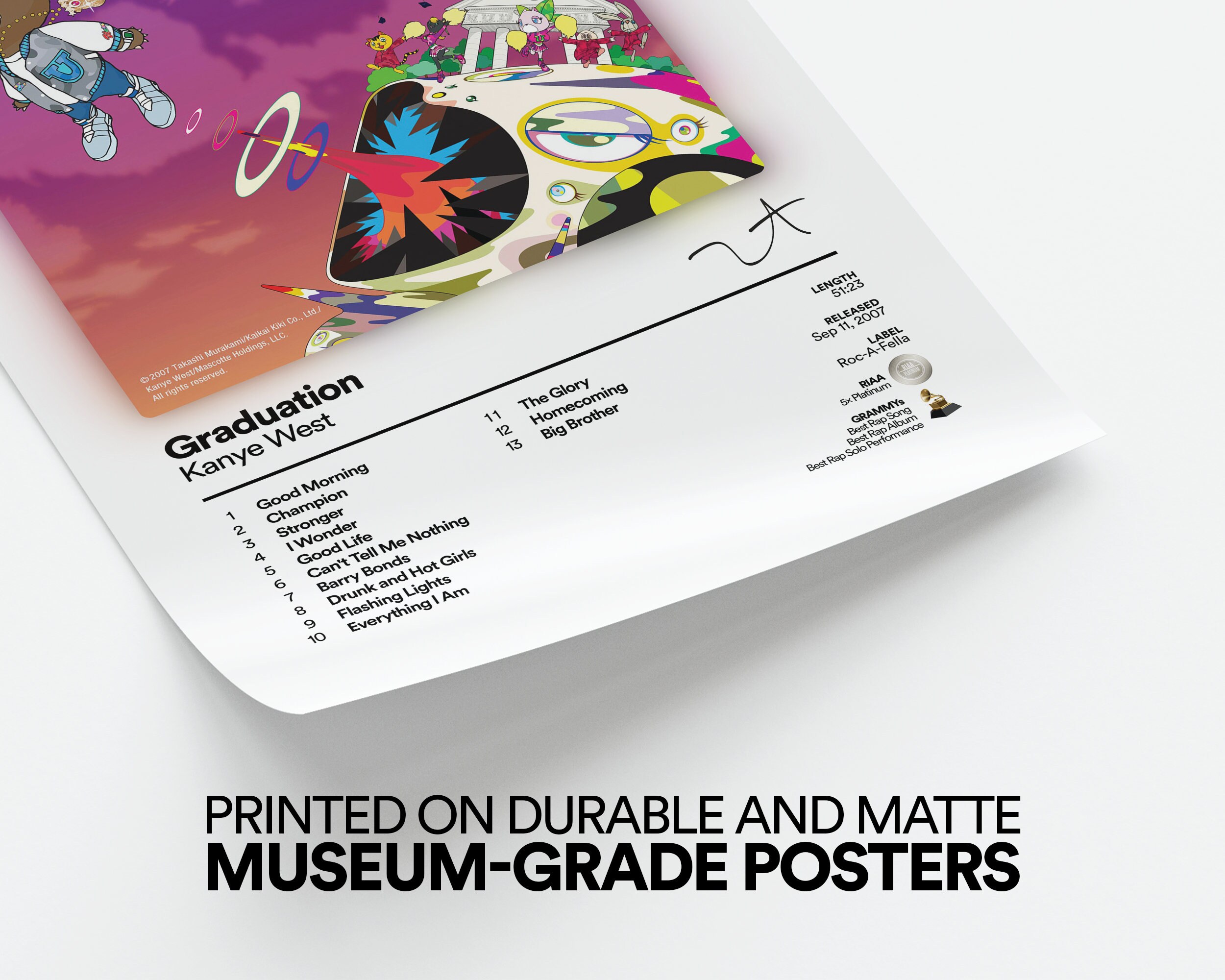 Graduation Poster Kanye West Graduation Album Cover Tracklist Poster ...