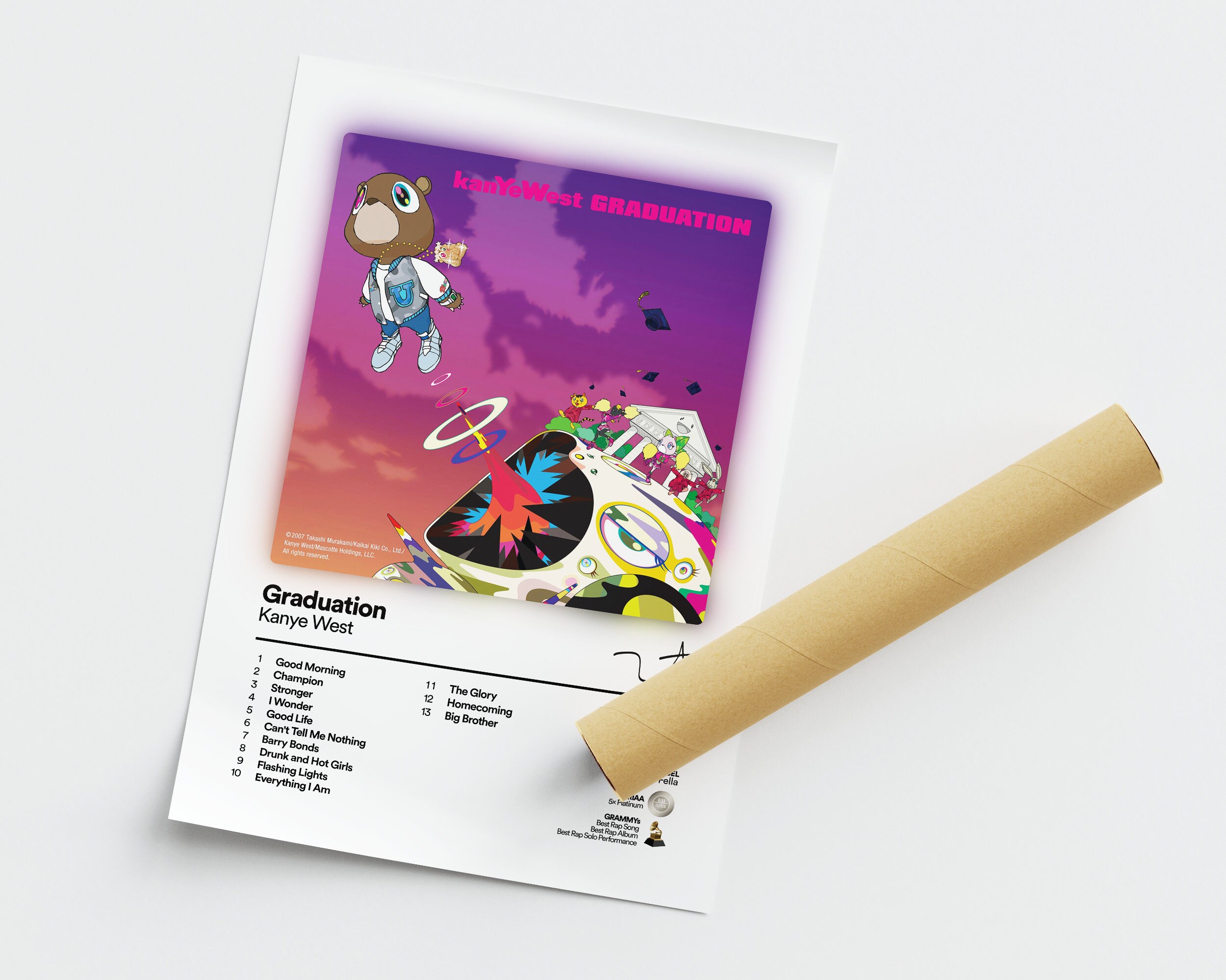 Graduation Poster Kanye West Graduation Album Cover Tracklist Poster ...