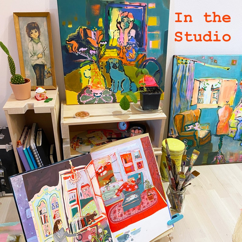 Cozy Reading Chair Gouache Print From Original Painting Whimsical Art ...