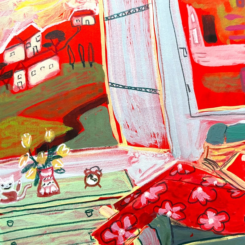 Cozy Reading Chair Gouache Print From Original Painting Whimsical Art ...