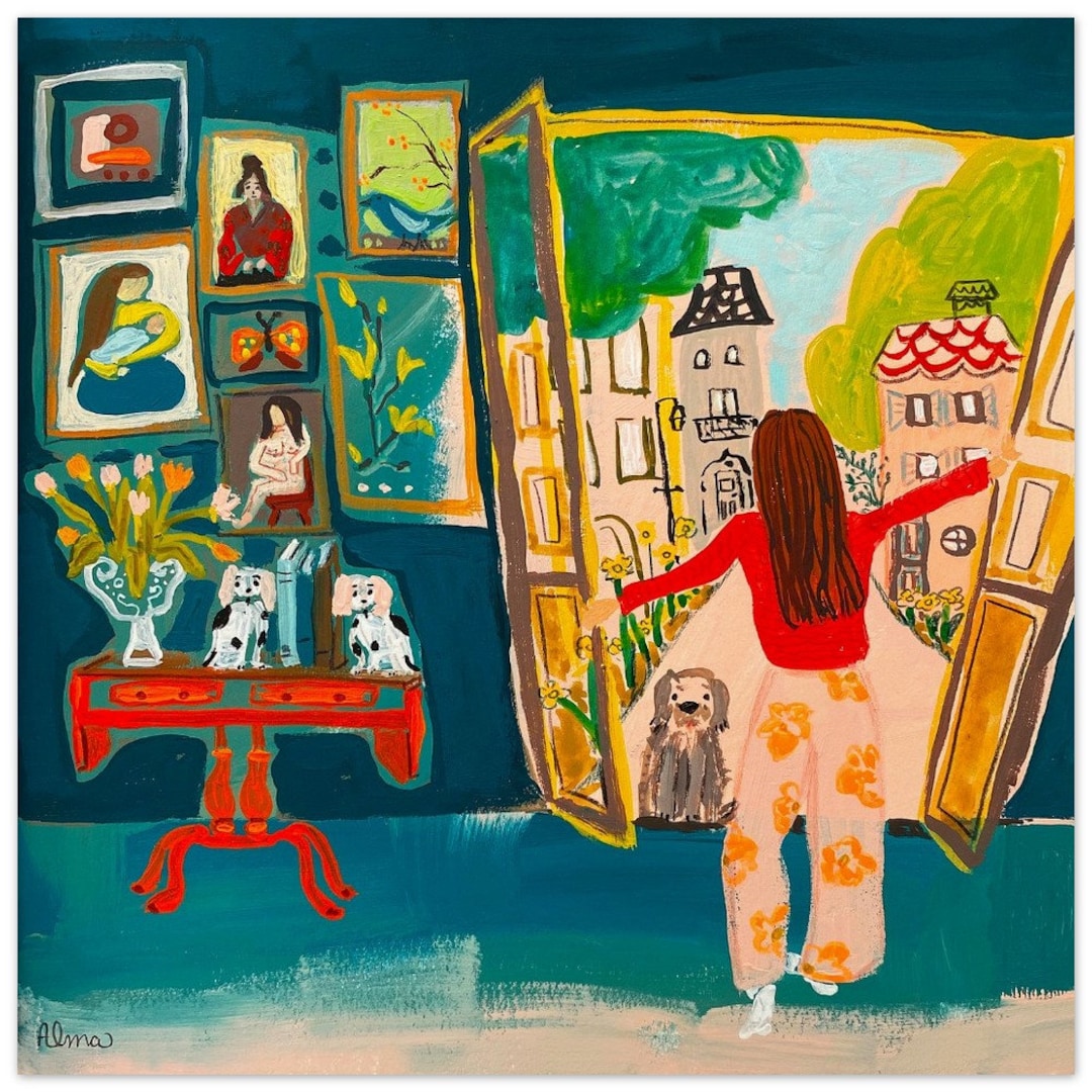 Spring in Europe Gouache Print of Original Painting | Whimsical Art - Etsy