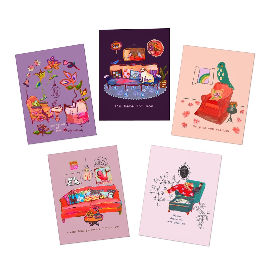 Friendship Card Set 5-pack Stationary Artist Designed Cards - Etsy