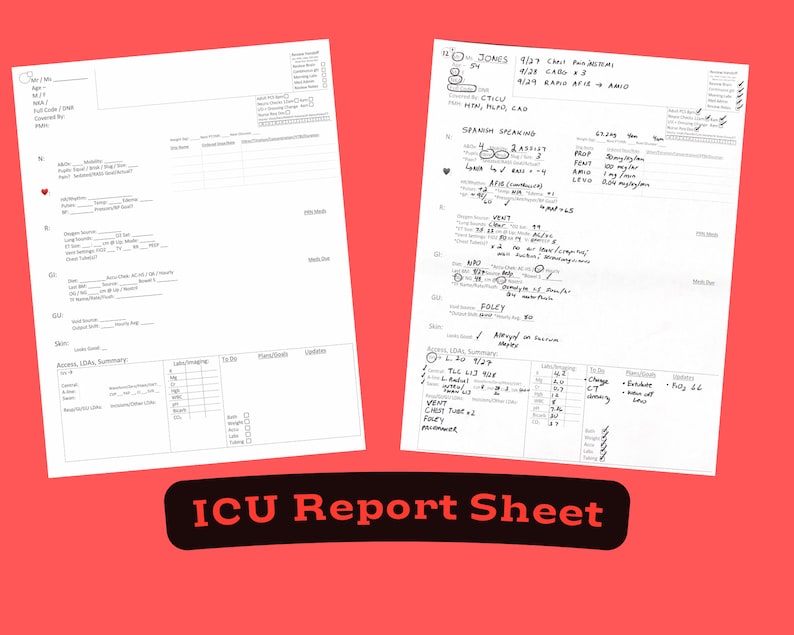 Comprehensive ICU Report Sheet - Etsy
