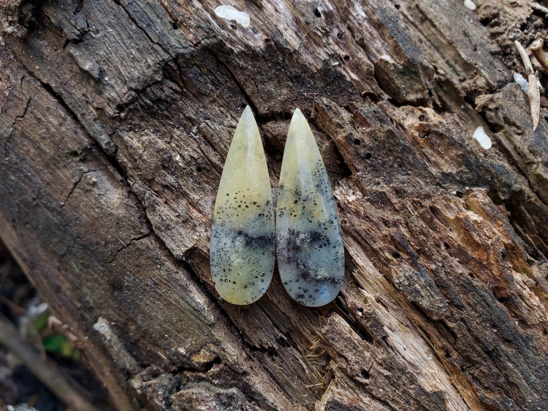 Beautiful Lemon Dendrites Agate Pair - Etsy