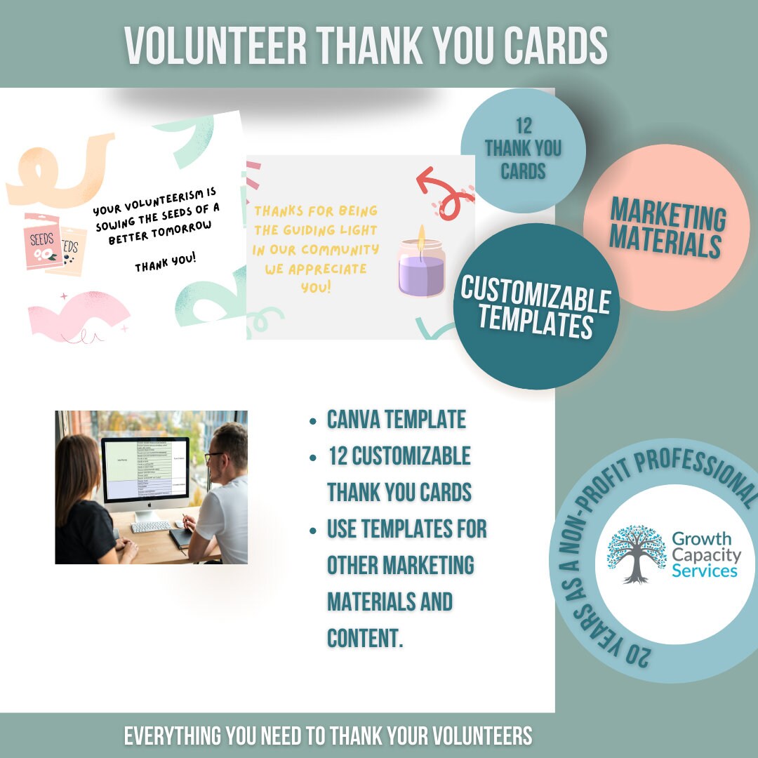 Whimsy, Adorable Volunteer Thank You Cards for Non-profits and Schools ...