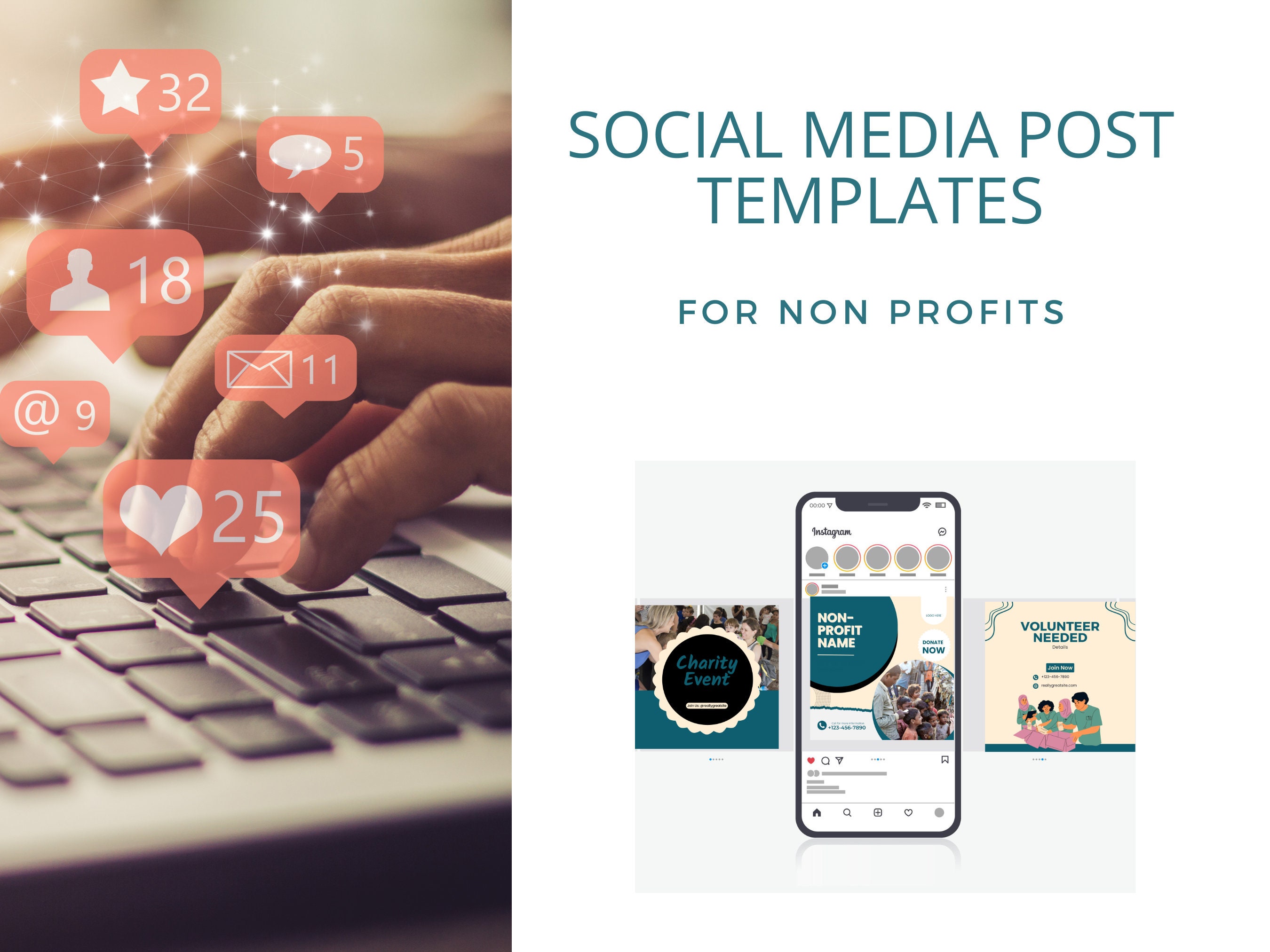 Non-profit Social Media Instagram Posts Templates - Etsy