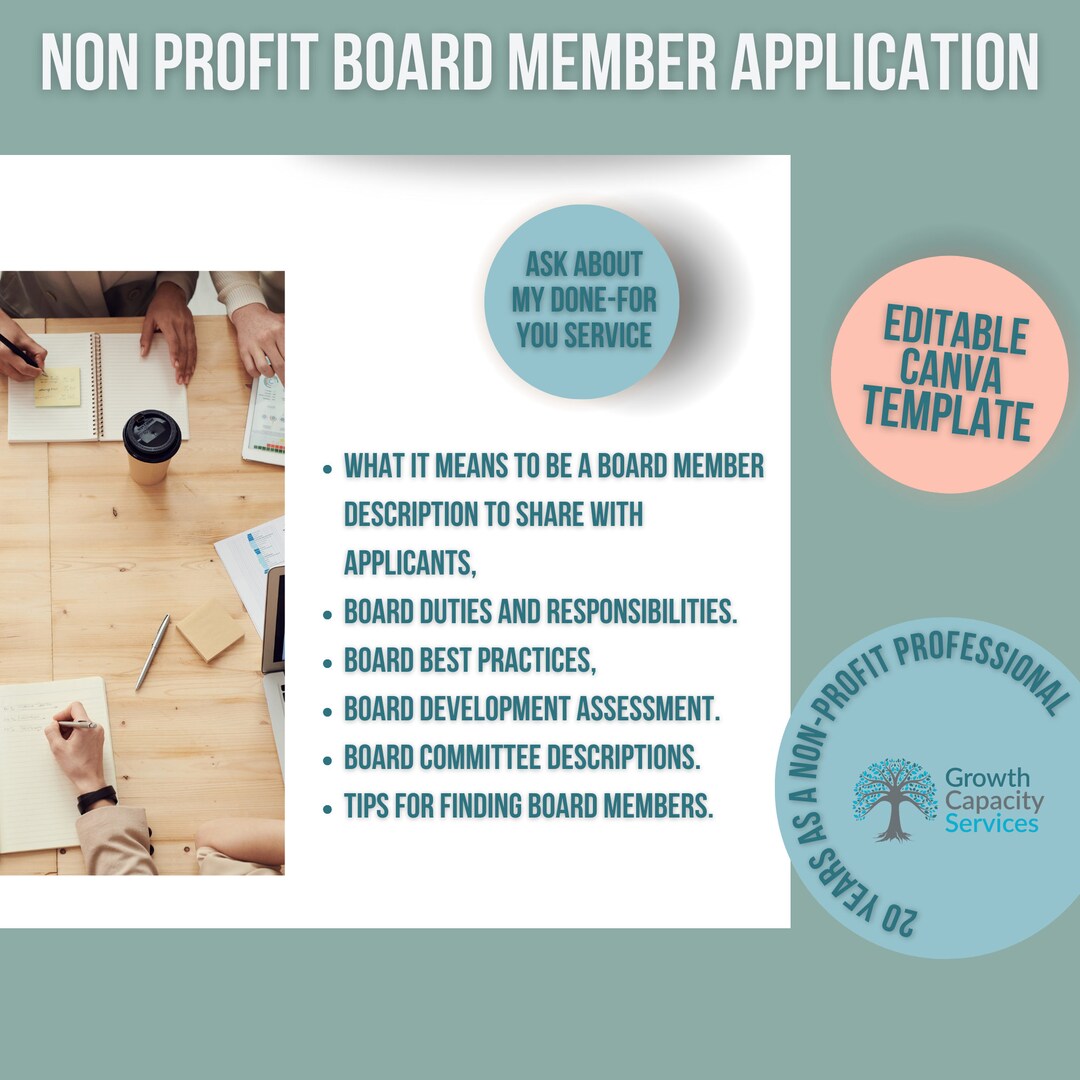 Non Profit Board Member Application Template - Etsy