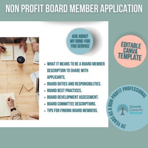 Non Profit Board Member Application Template - Etsy