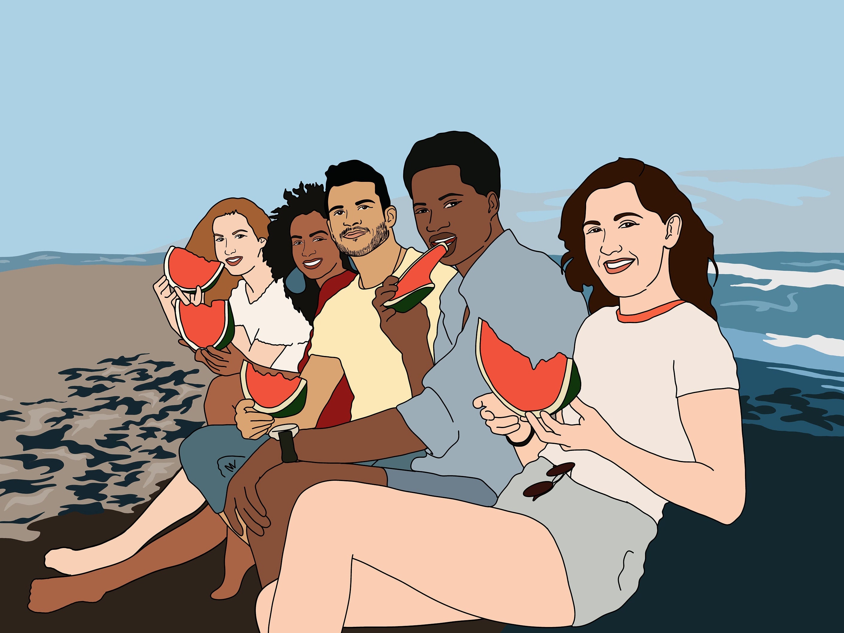 Faceless Digital Family Portrait Custom Illustration - Etsy