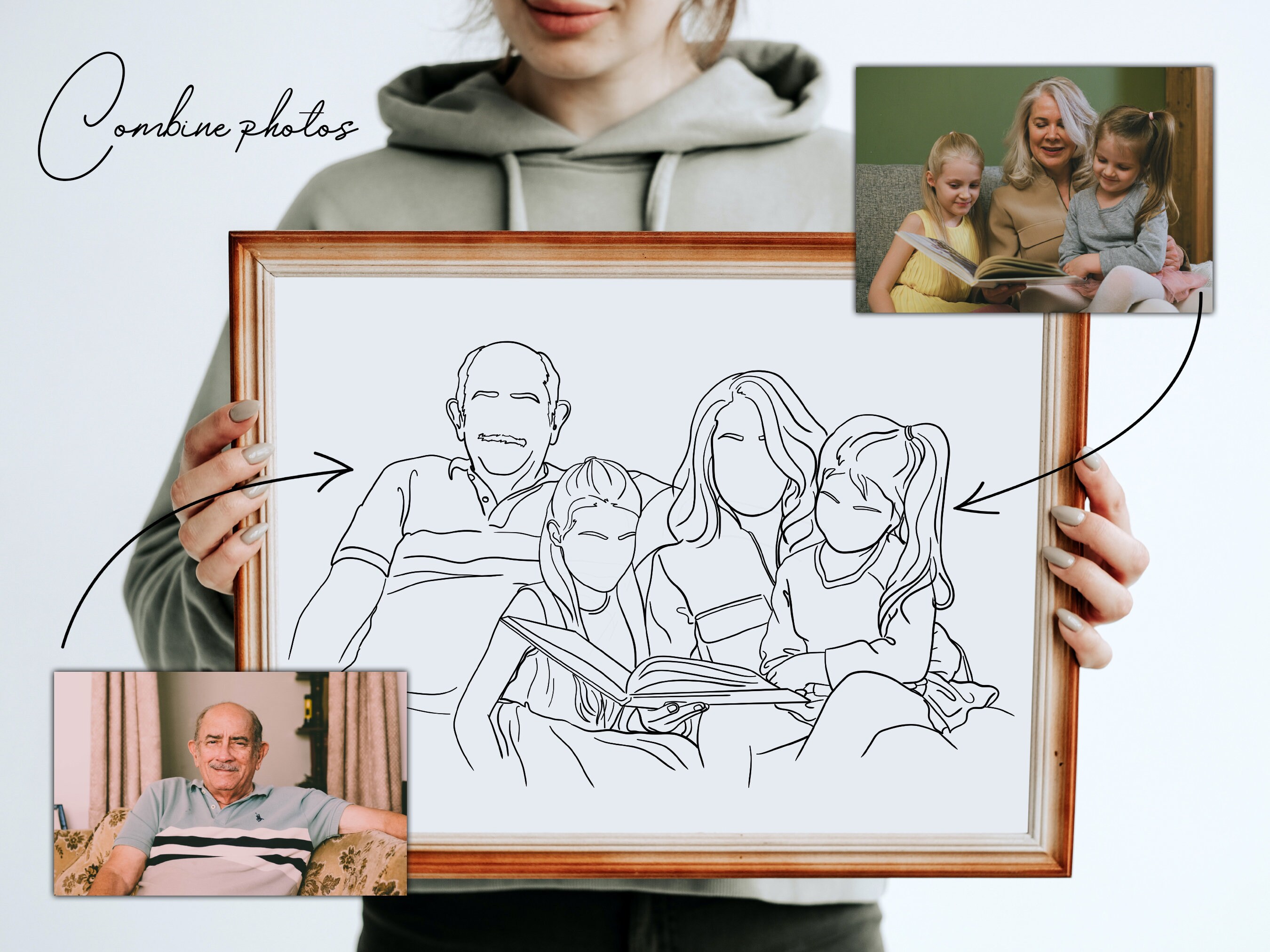 Turn Photo Into Line Drawing Combine Pictures Together - Etsy