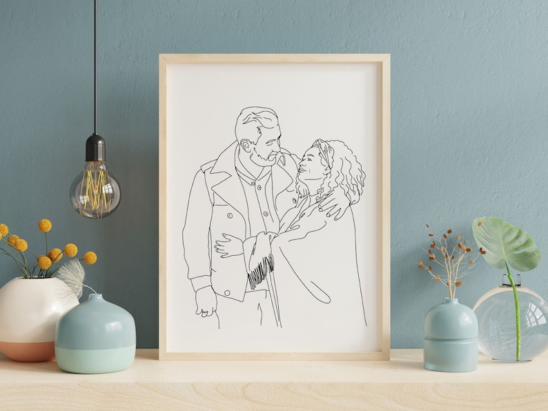 Custom Line Drawing Minimalist Portrait Single Line Art - Etsy