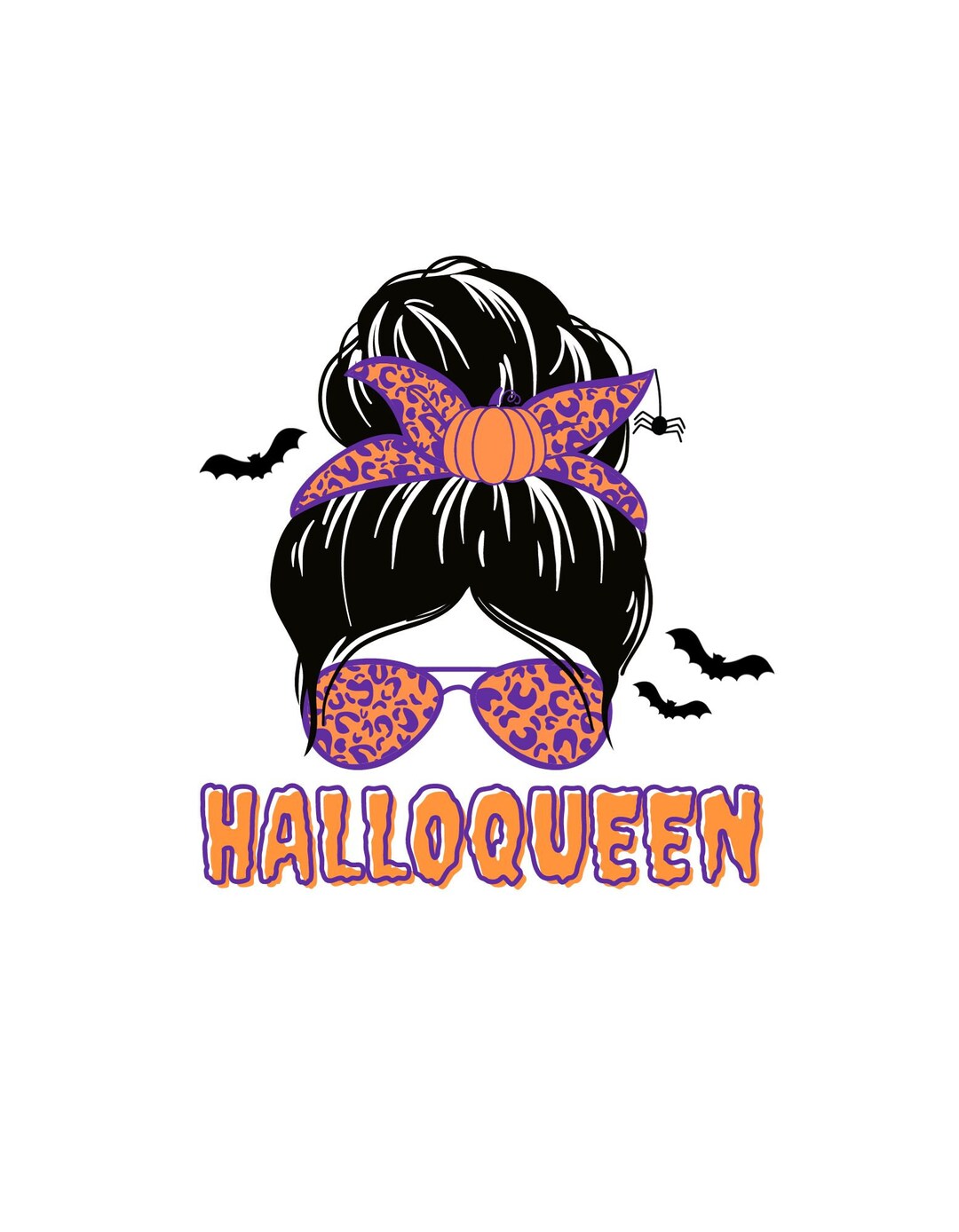 Halloqueen Orange and Black Momster Messy Bun Halloween Tshirt - Etsy