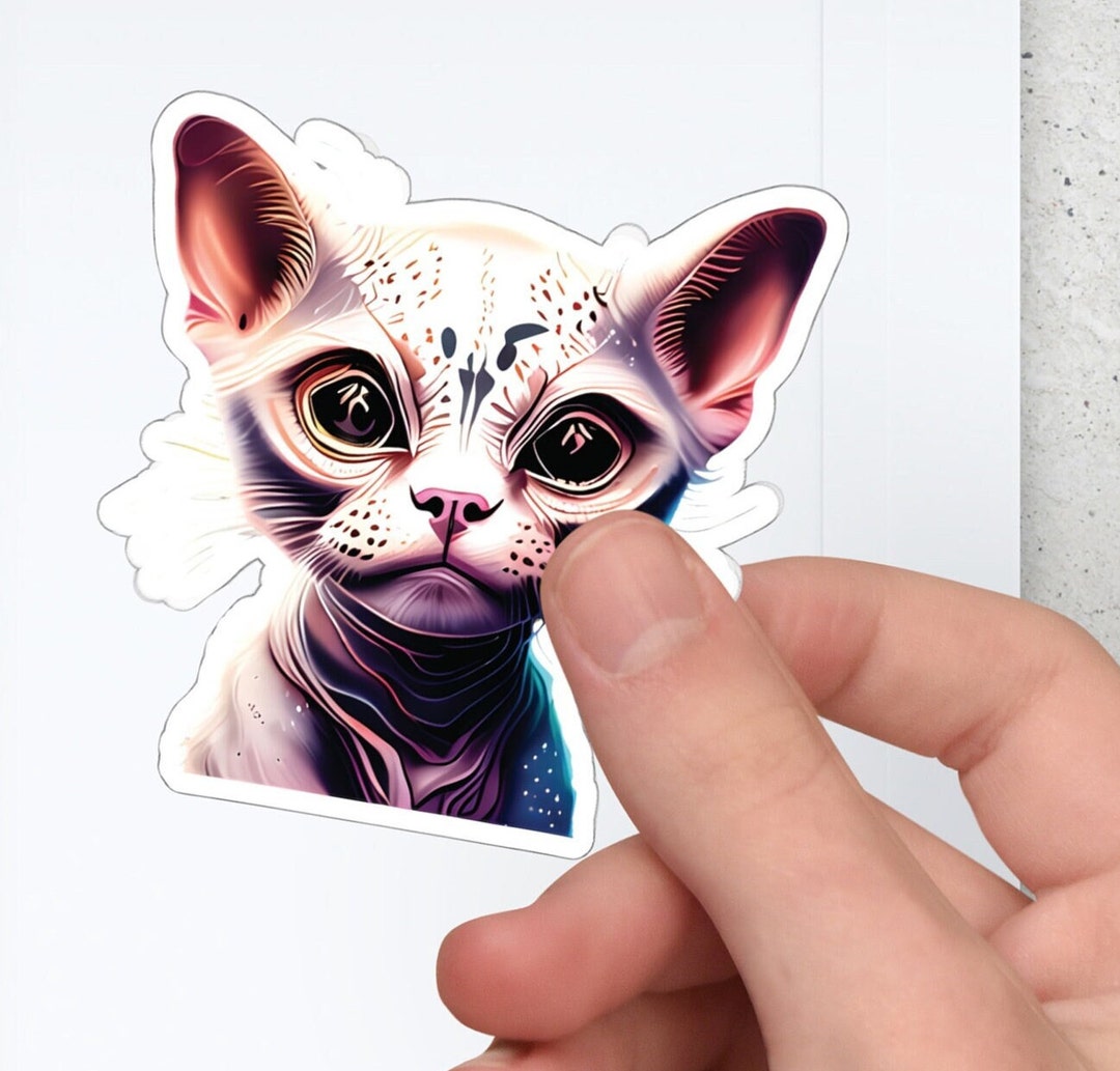 Alien Cat Sticker, Alien Cat From Space Decal, Strange Looking Sphynx ...