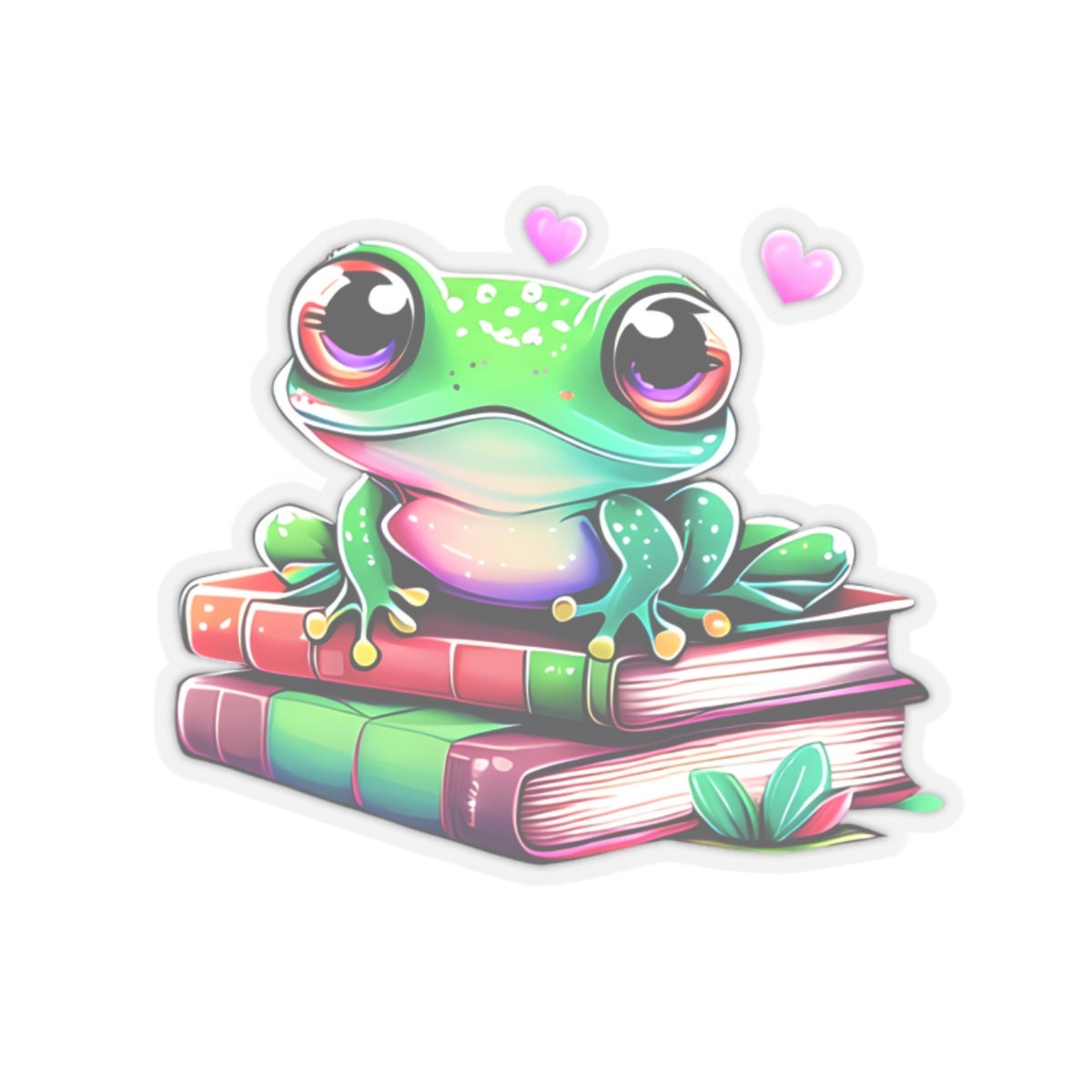 Fat Frog Sticker for Book Lover, Kawaii Frog on Books, Cottage Core ...