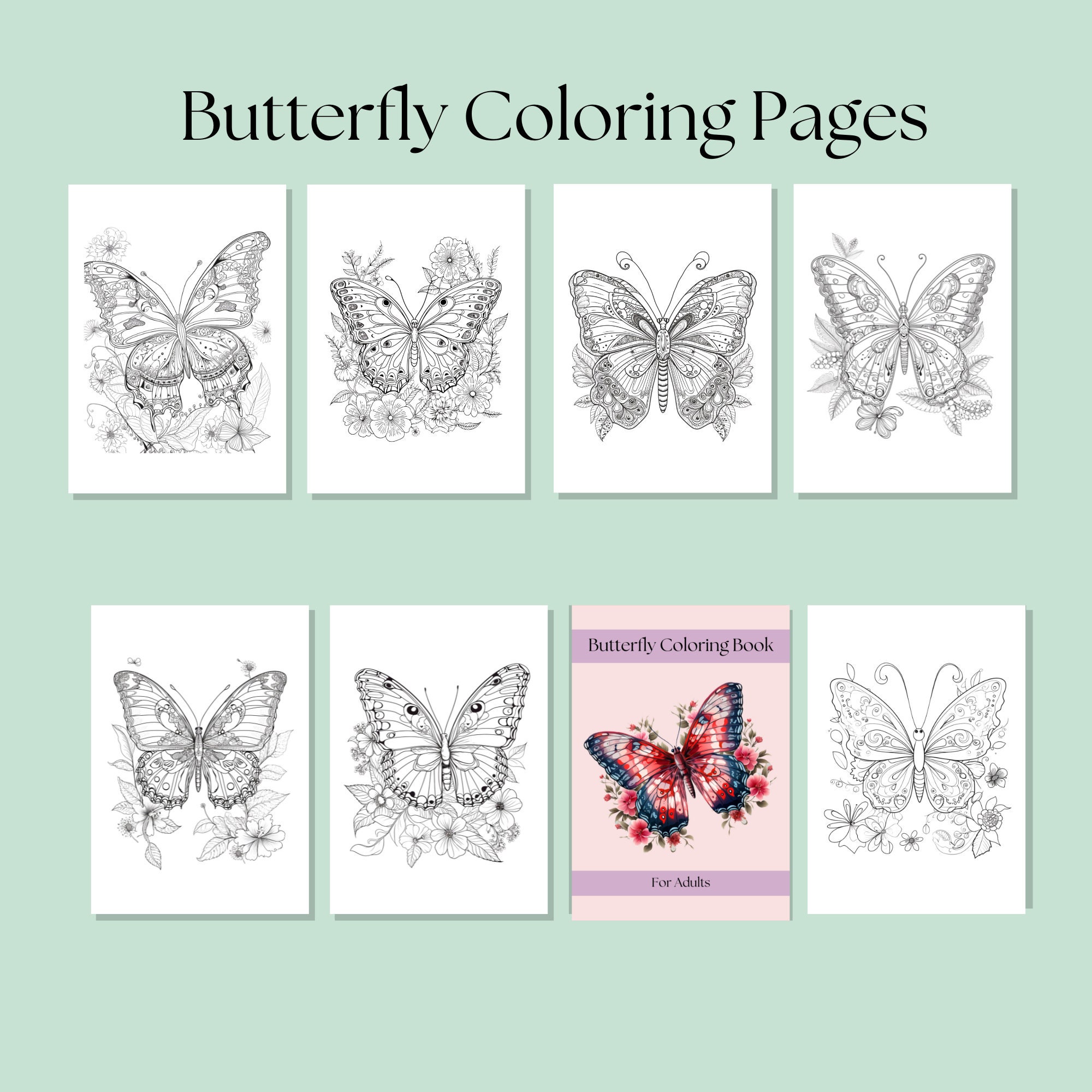 50 Floral Butterfly Coloring Pages Printable Flower - Etsy