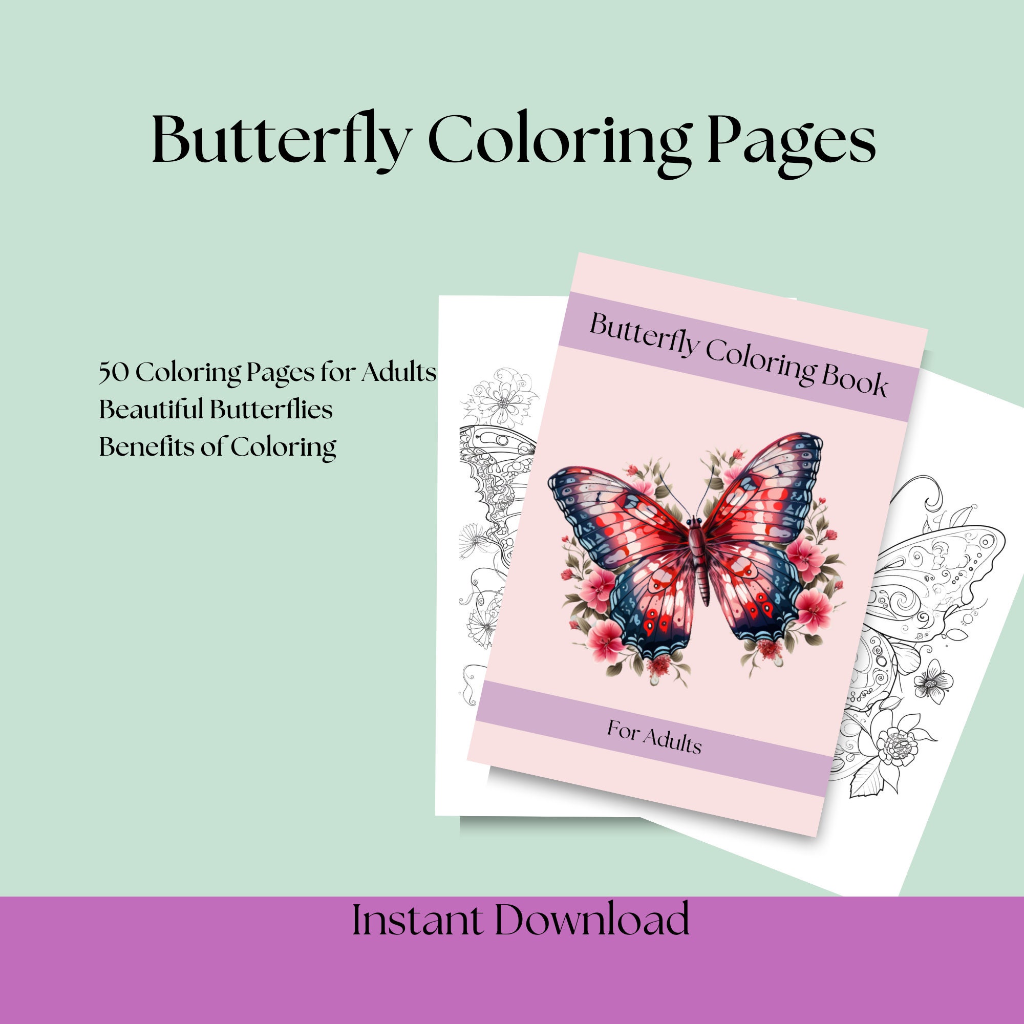 50 Floral Butterfly Coloring Pages Printable Flower - Etsy