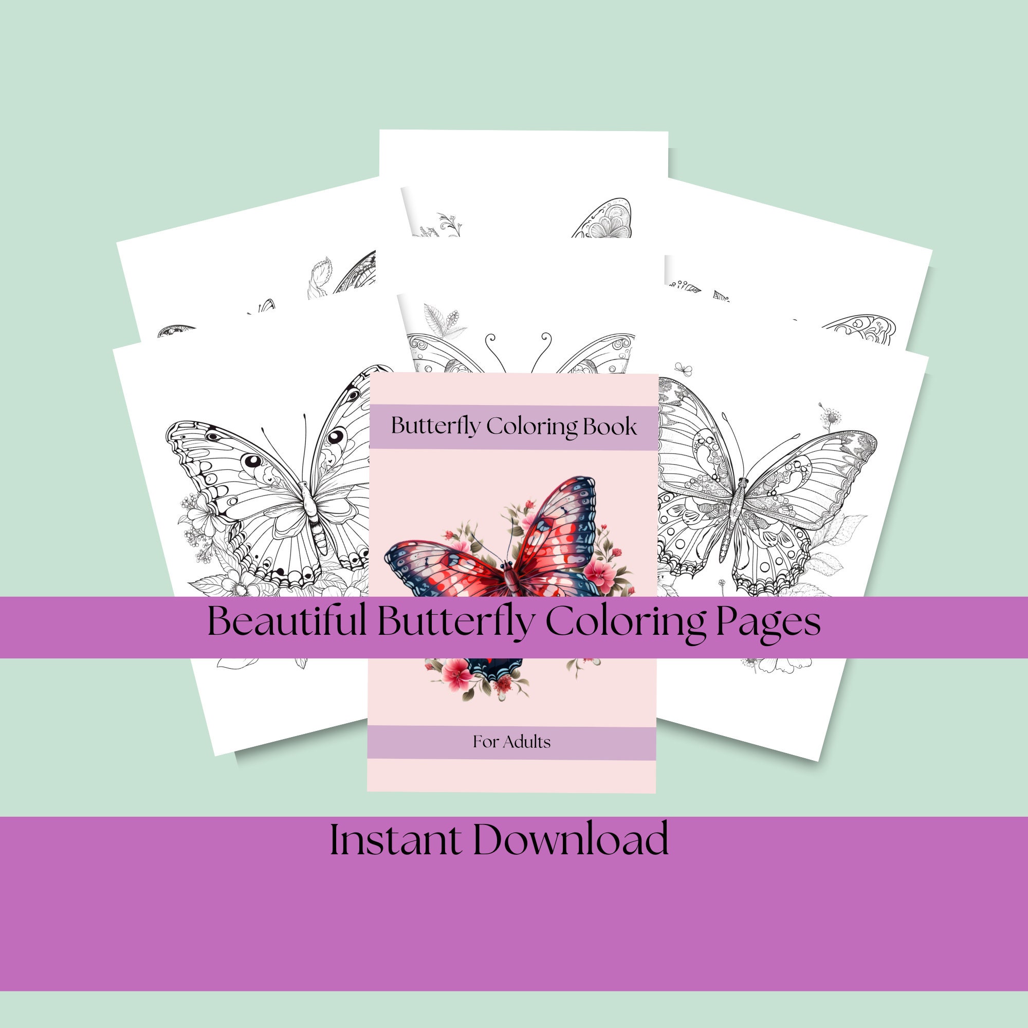 50 Floral Butterfly Coloring Pages Printable Flower - Etsy