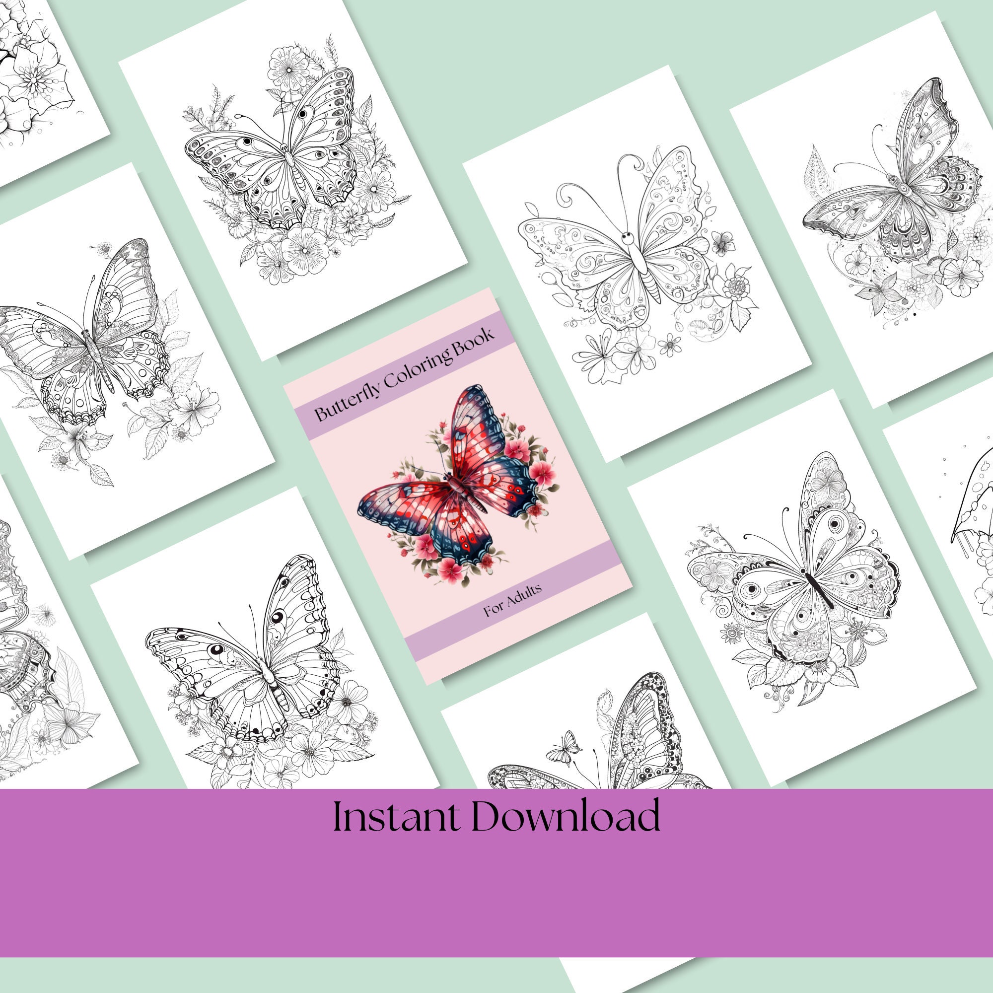 50 Floral Butterfly Coloring Pages Printable Flower - Etsy