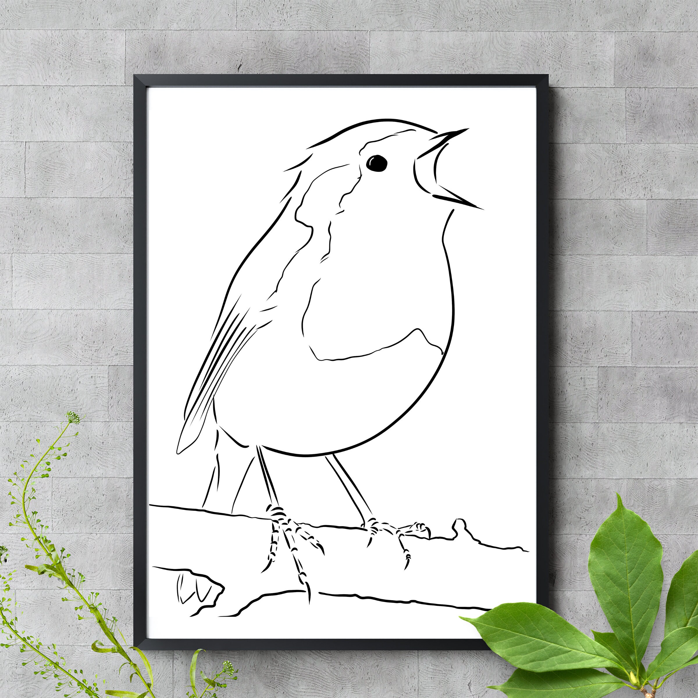 Simple Black And White Bird Drawing