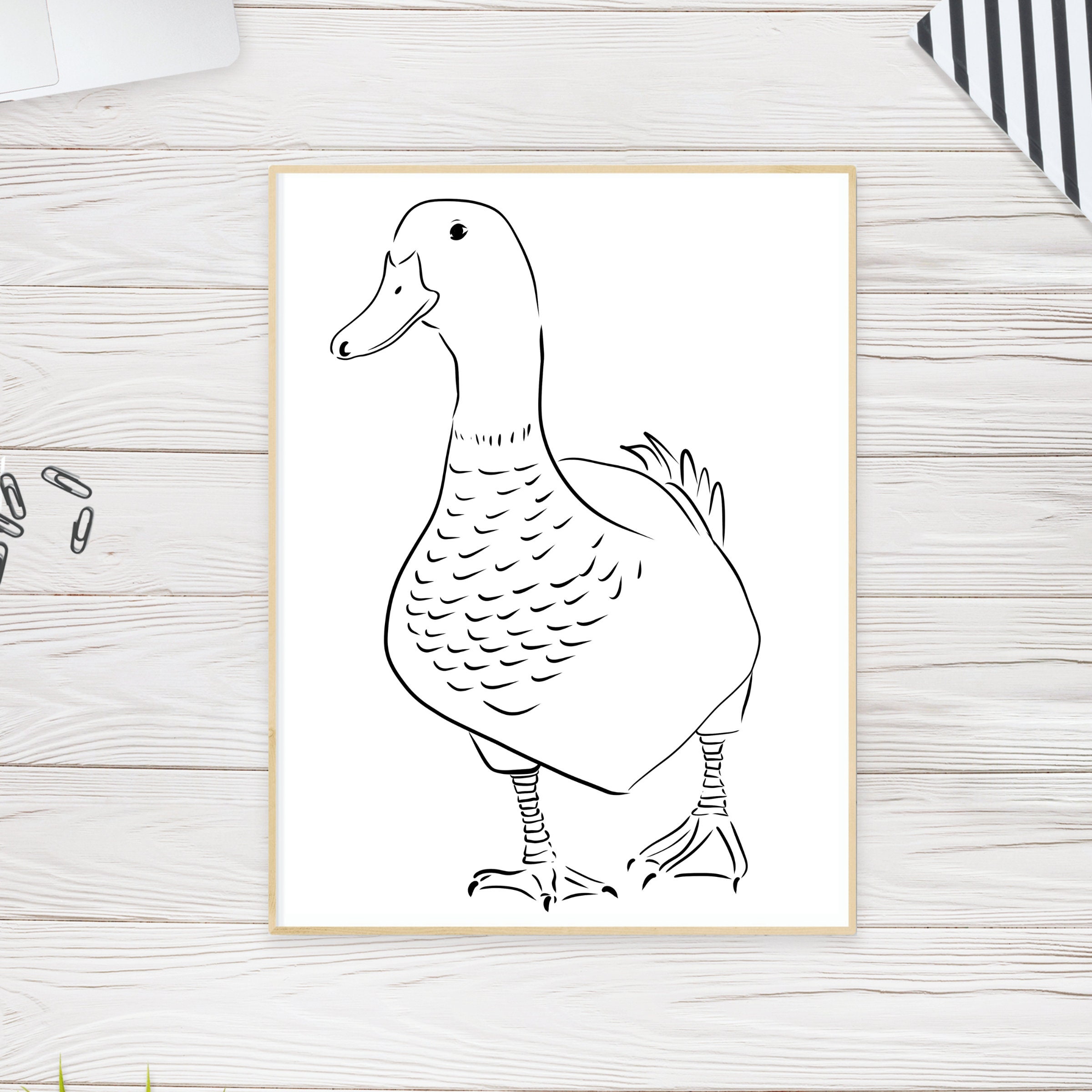 Duck Printable Wall Art, Digital Download, Minimalist Line Drawing ...