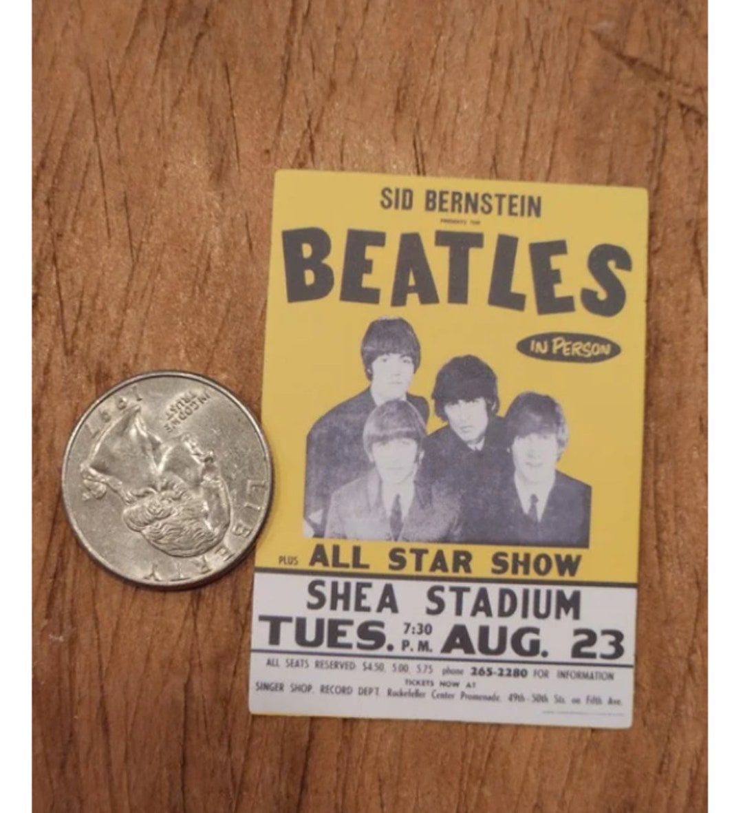 The BEATLES Concert Flyer Sticker the Beatles Sticker 1966 Shea Stadium ...