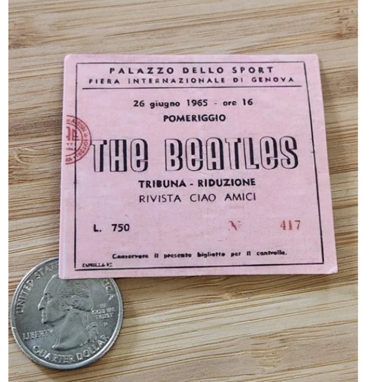 The BEATLES STICKER the Beatles Ticket Stub Sticker Decal Palazzo Dello ...