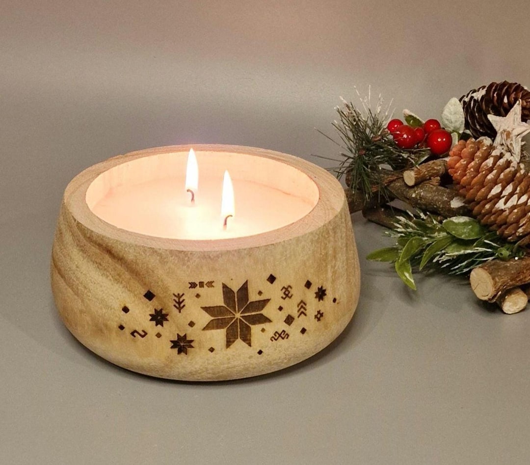 Wooden Candle With Engraved Baltic - Latvian, Lithuanian Symbols ...
