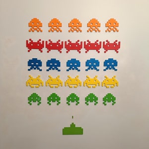 Space Invaders Inspired 2D Wall Art - Retro Wall Art - 3D Printed ...