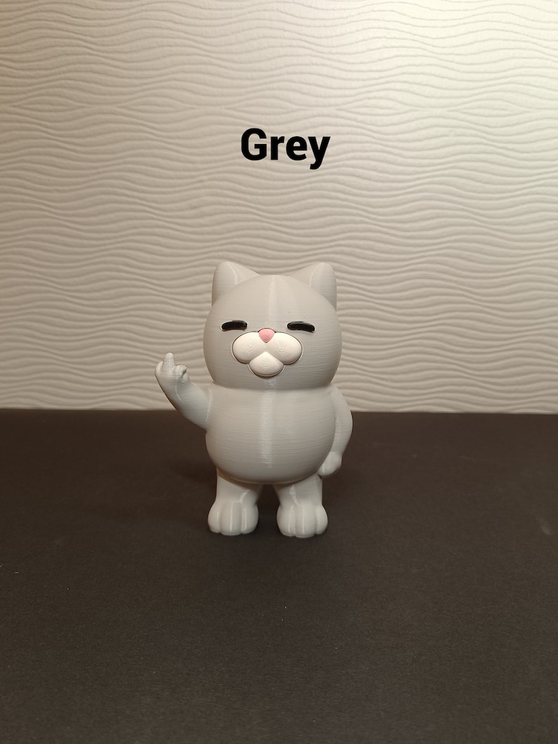 Rebellious Cat Figurine 3D Printed Cheeky Cat With Middle Finger Fun ...