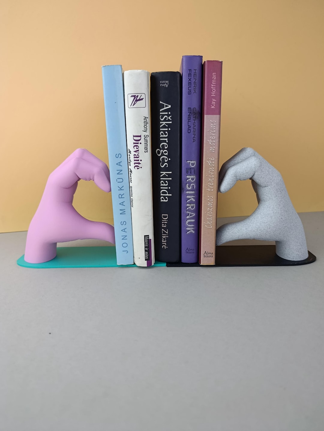 Heart Hand Sign Bookend | Left or Right Hand Decor | 3D Printed Shelf ...