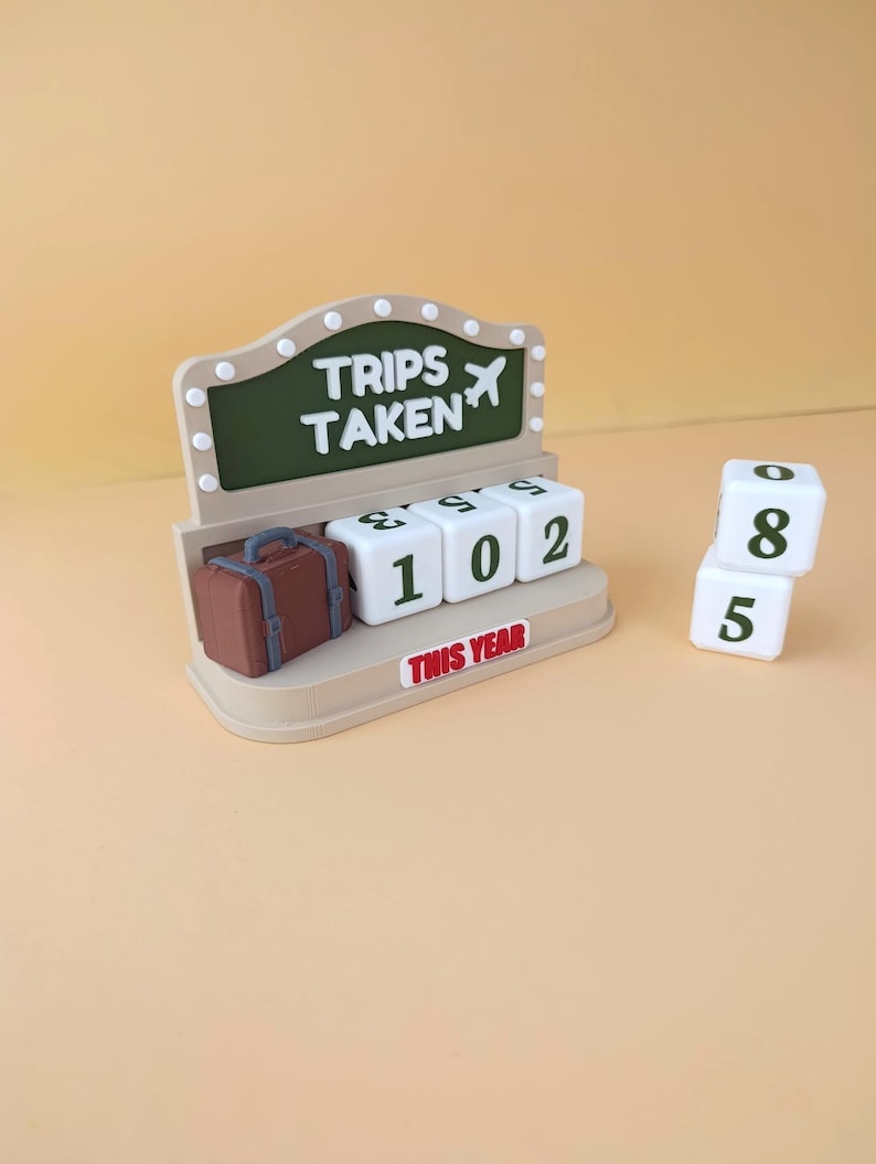 Trips Taken Tracker | 3D Printed Travel Display | Trip Counter Gift ...