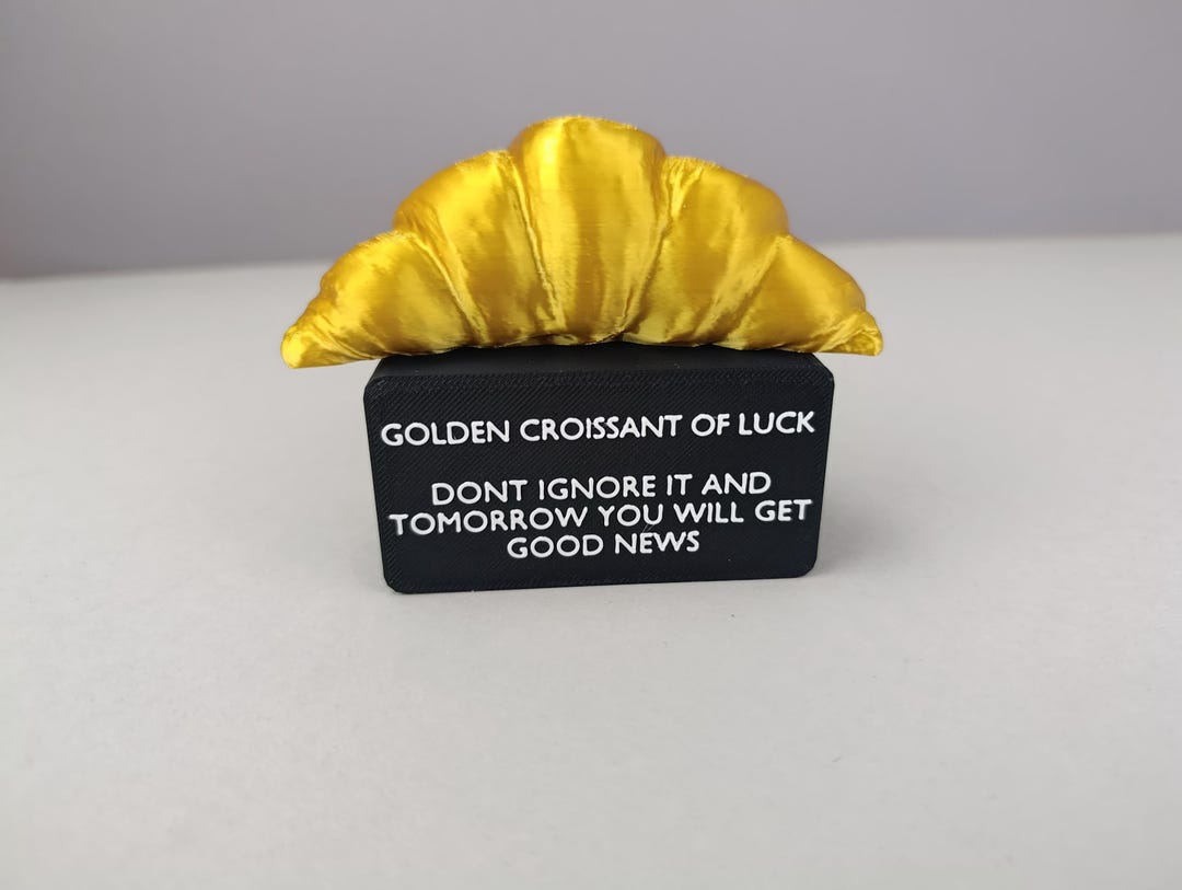Golden Croissant of Luck - Desk Decoration - 3D Printed - Office ...
