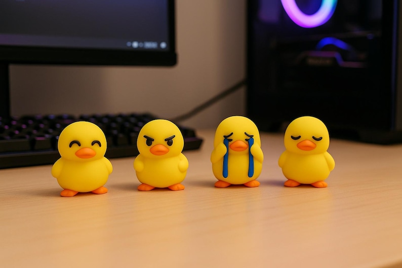 Mood Ducks Set of 4 | Cute 3D Printed Desk Ducks | Happy, Sad, Angry ...
