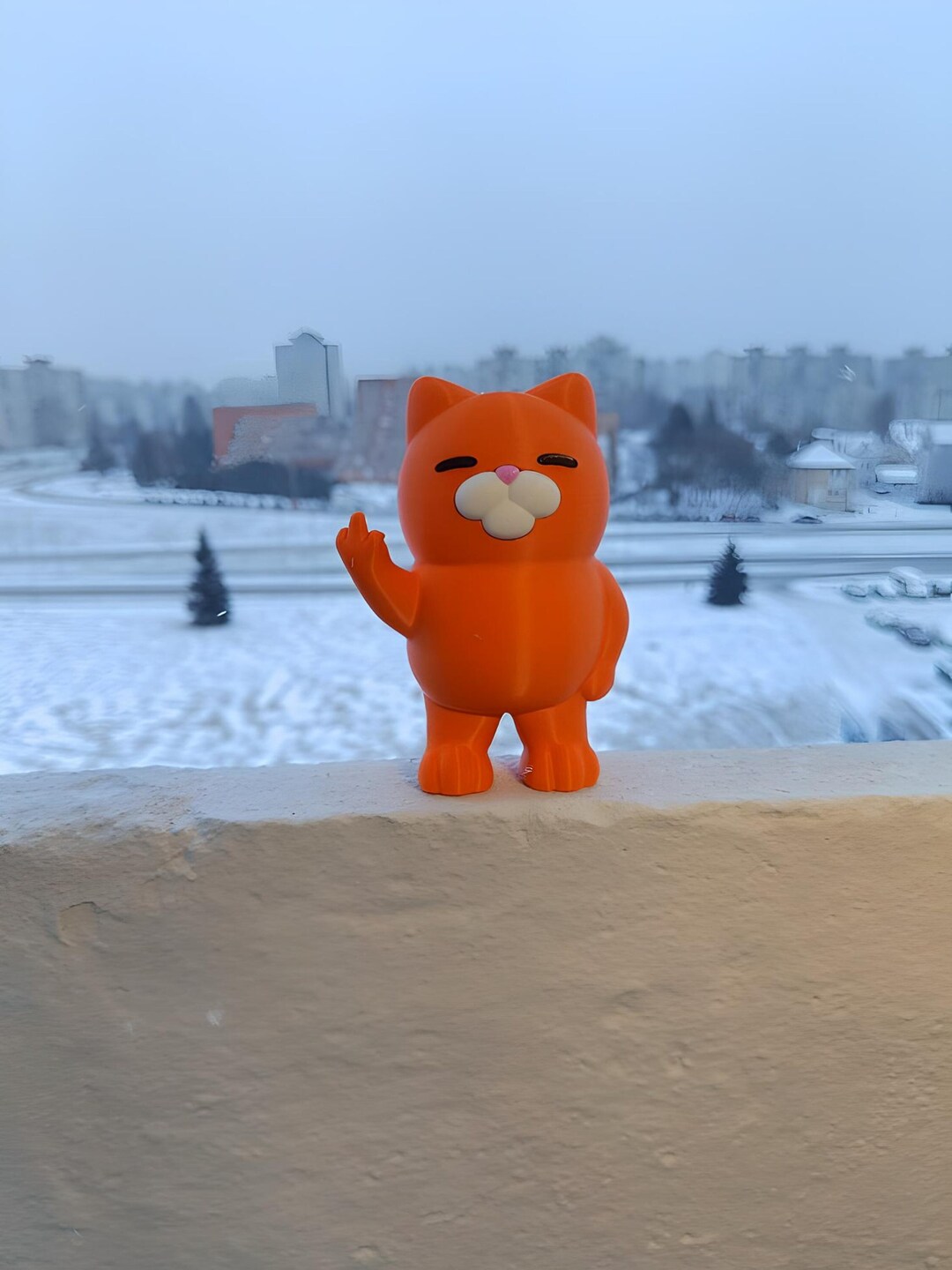 Rebellious Cat Figurine 3D Printed Cheeky Cat With Middle Finger Fun ...