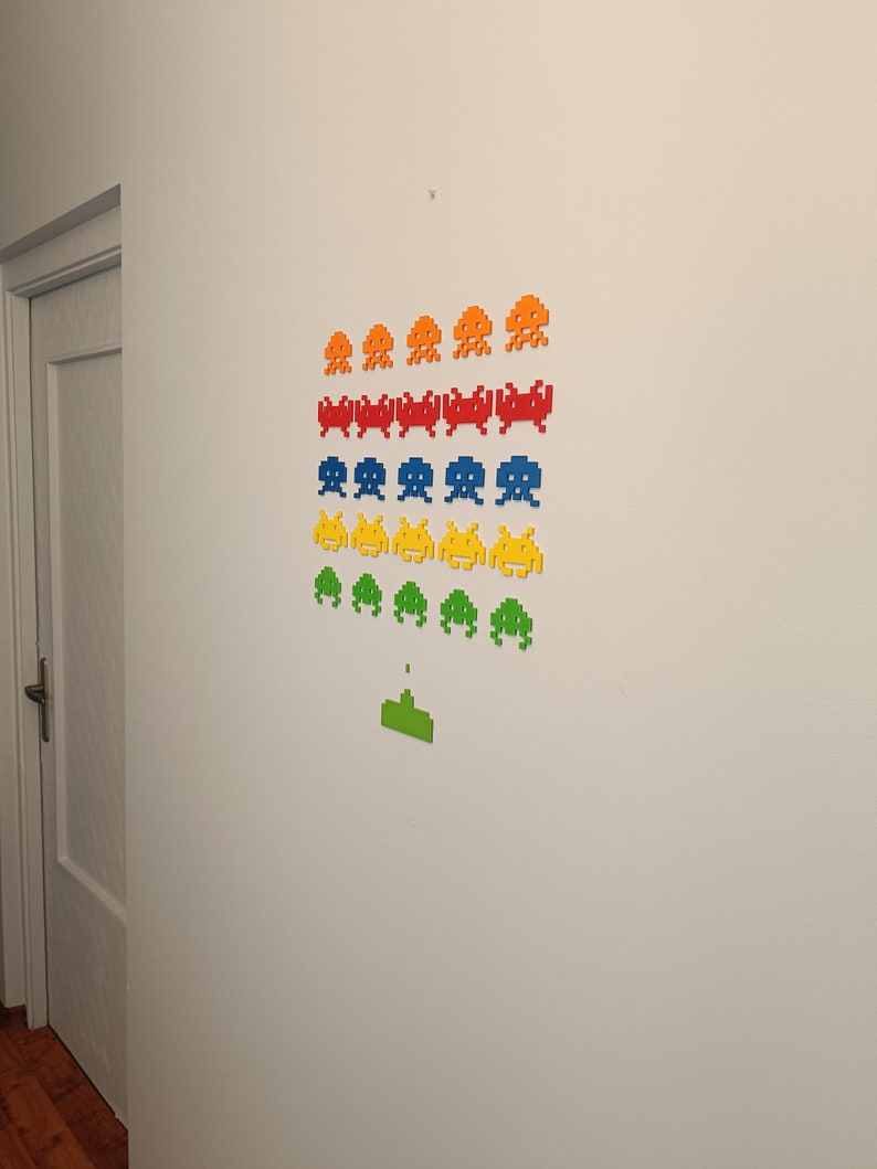 Space Invaders Inspired 2D Wall Art Retro Wall Art 3D Printed Multi ...