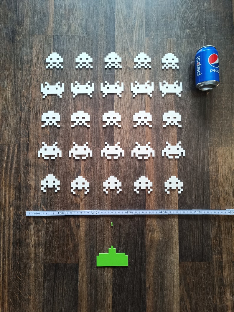 Space Invaders Inspired 2D Wall Art Retro Wall Art 3D Printed Multi ...