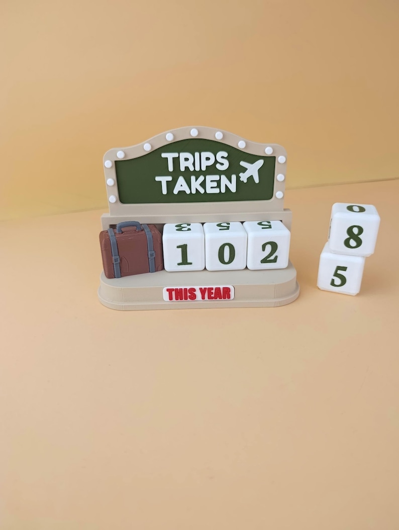 Trips Taken Tracker | 3D Printed Travel Display | Trip Counter Gift ...
